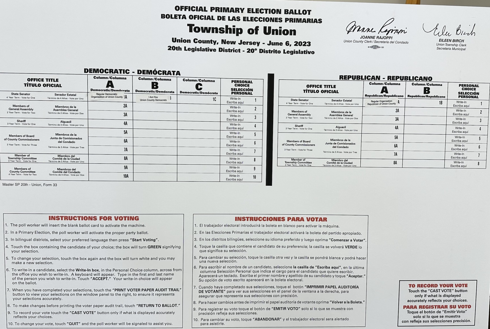 Ballot Drawing for the June 6, 2023 Primary – Union County Votes