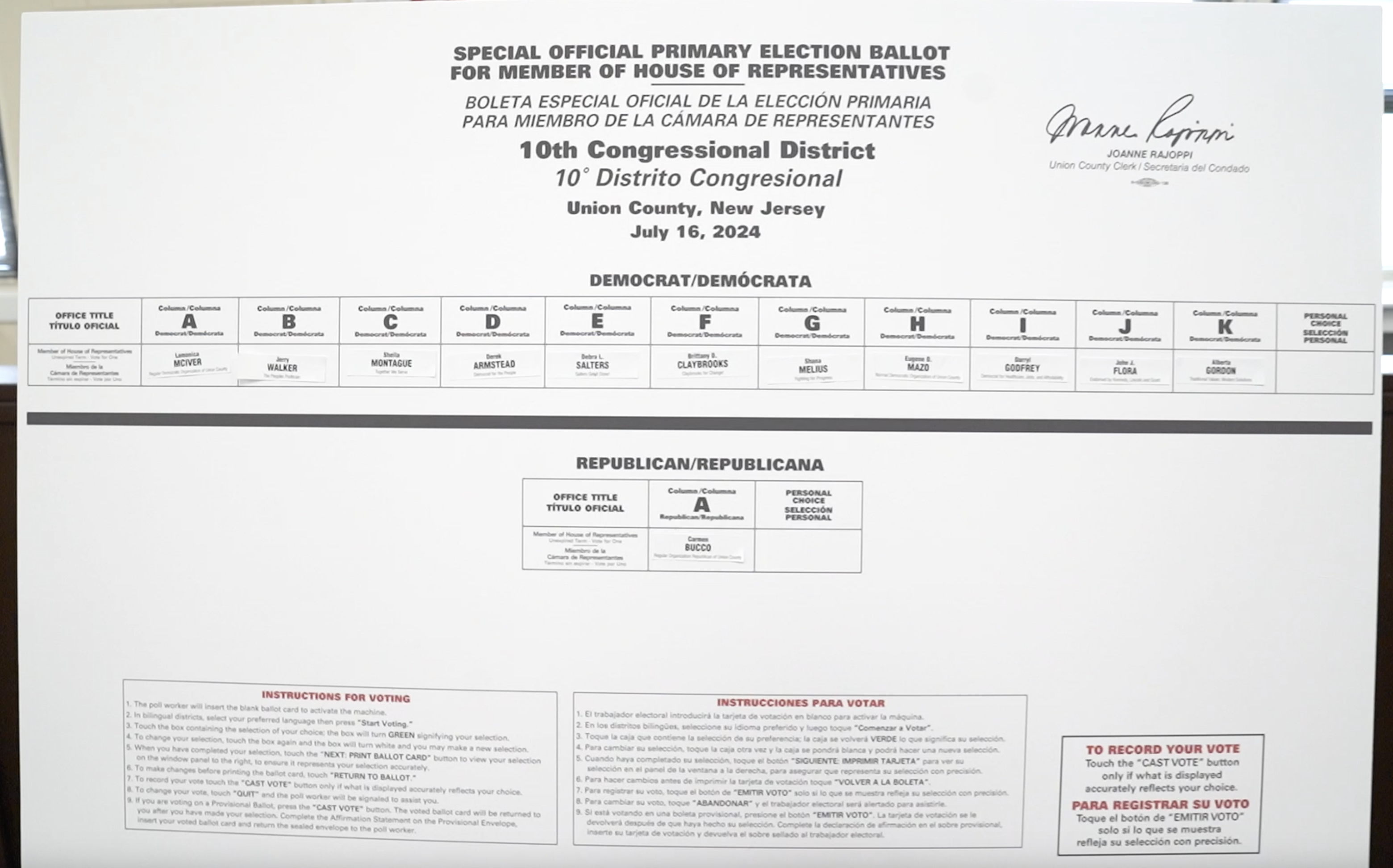 Special Primary Election Ballot Drawing for the U.S. House of ...